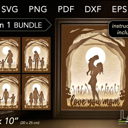 Mom Shadow Box Svg Bundle Papercut Light Box Template - Etsy