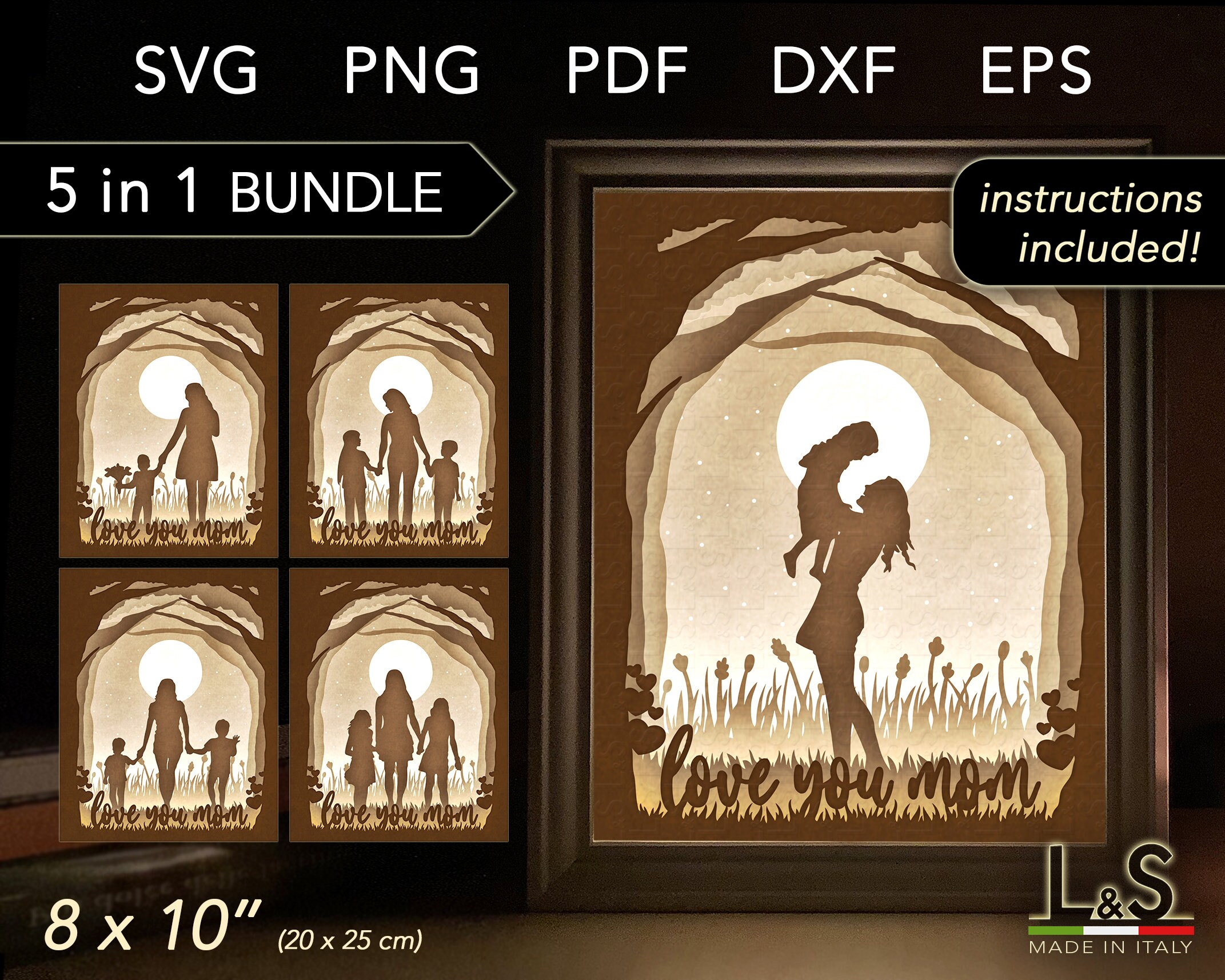 Mom Shadow Box Svg Bundle 3D Light Box Svg Cricut Mothers - Etsy