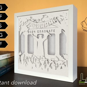 3D Graduation Shadowbox Svg Files, Paper Lightbox Svg, College Shadow ...