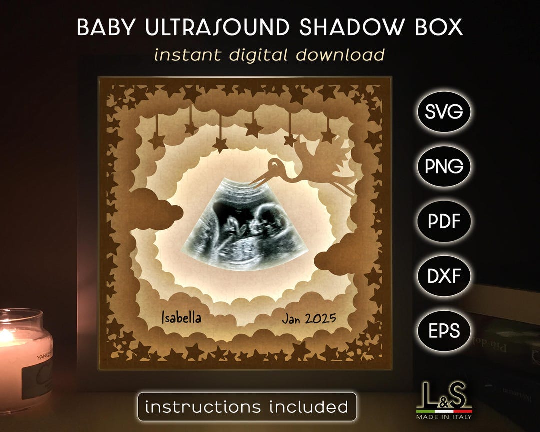 Personalized Ultrasound Shadow Box Svg Cricut, Baby Shadowbox ...