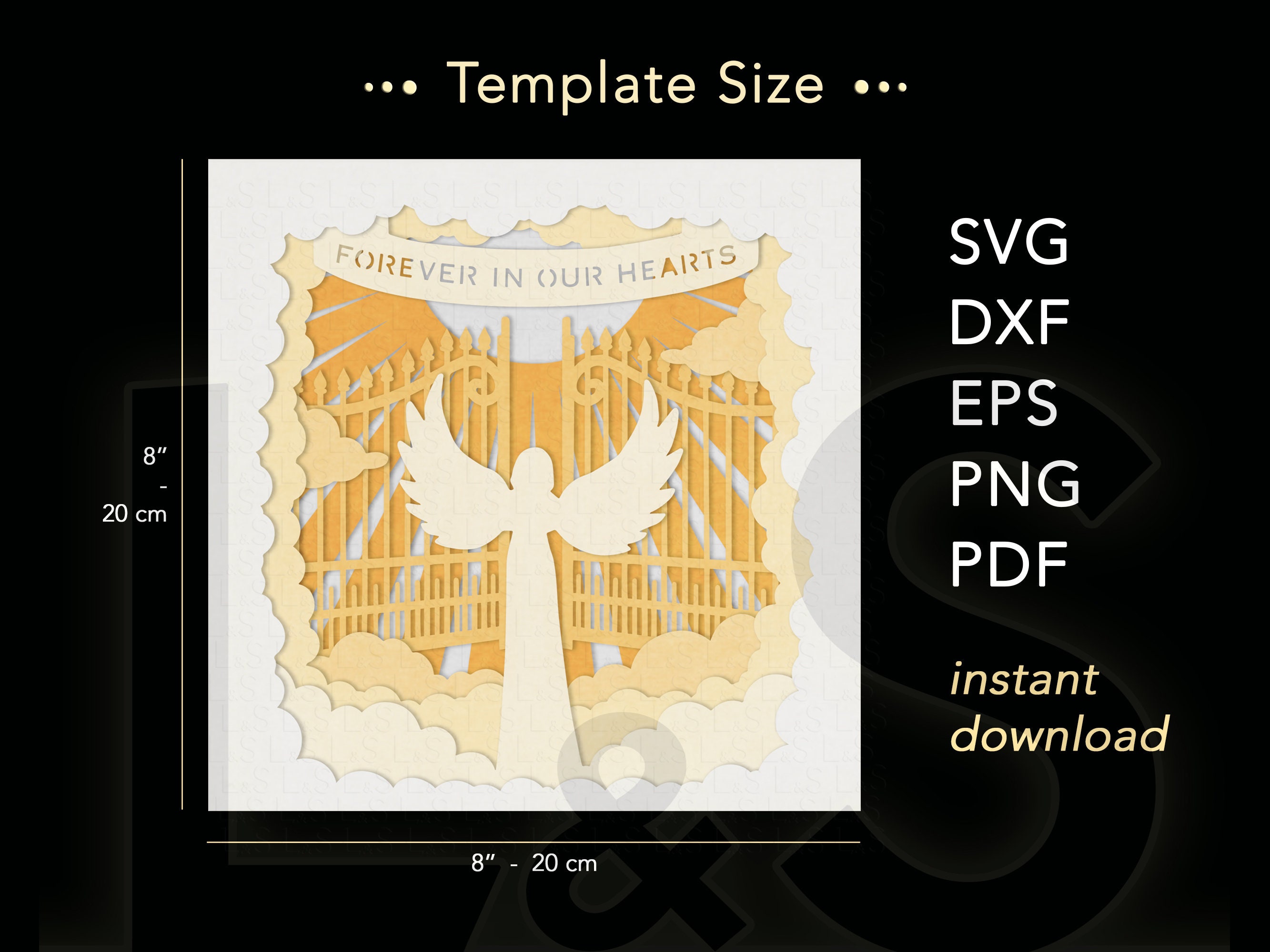 Customizable Memorial Shadow Box Svg Cricut, Angel Shadowbox Art, 3D ...