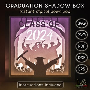 Layered Graduation Shadow Box Template, 3D Light Box Svg, Shadow Box ...