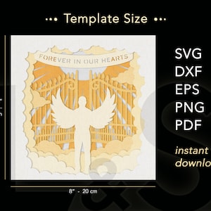 Customizable Memorial Shadow Box Svg Cricut, Layered Angel Shadowbox ...