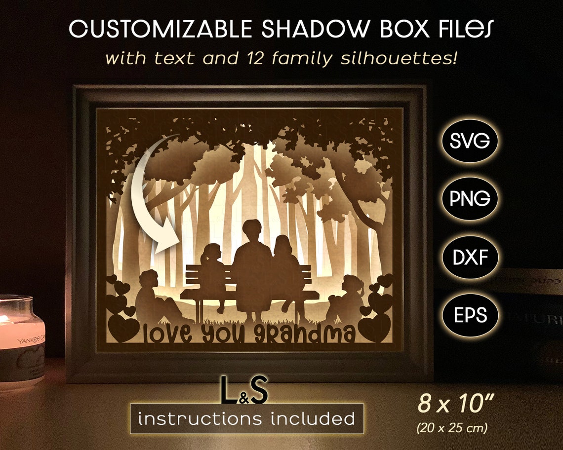 Love You Grandma Shadow Box Template, Grandmother Shadow Box Svg Cricut ...