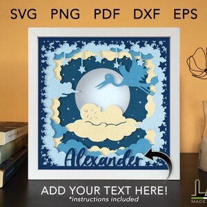 Customizable Baby Shower Shadow Box Name, Nursery Shadow Box Svg, 3D ...