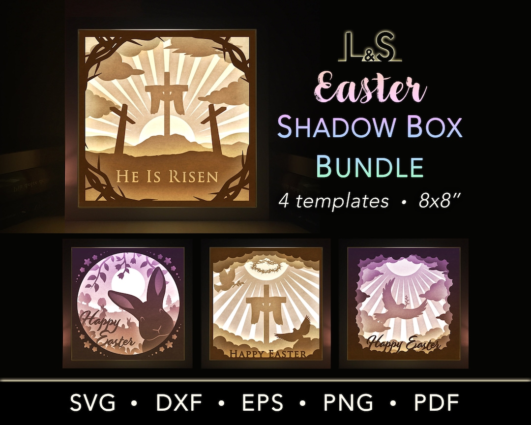 Easter Shadow Box Svg Bundle, 3D Layered Easter Light Box Svg, Lighted ...