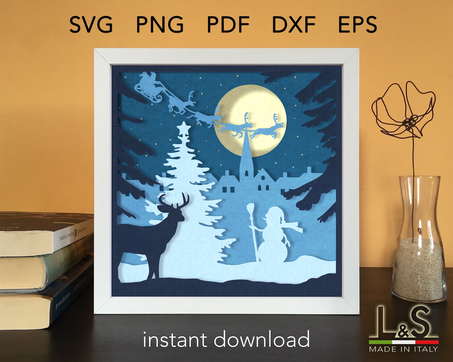 Layered Christmas Shadow Box Svg Files, 3D Christmas Light Box Svg ...
