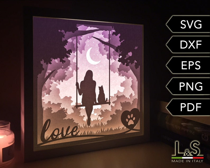 Cat Light Box Svg Cat Shadow Box Svg Cricut Lighted - Etsy