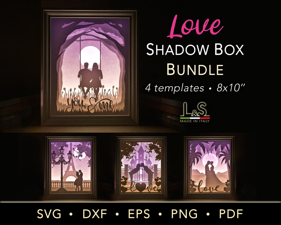 Love Shadow Box Svg Bundle, Valentines Day Shadowbox Svg Files, Wedding ...