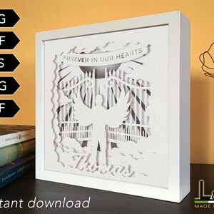 Customizable Memorial Shadow Box Svg Cricut, Layered Angel Shadowbox ...