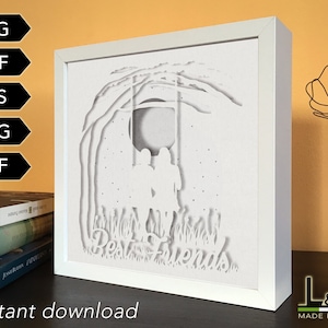 Best Friends Shadow Box Svg, Friendship Shadow Box Template, 3D Light ...