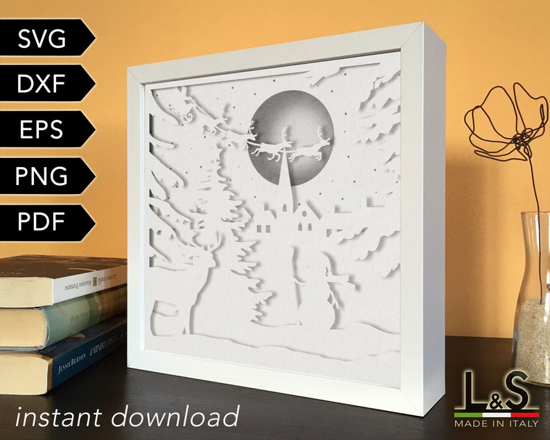 Layered Christmas Shadow Box Svg Files 3D Christmas Light Box - Etsy