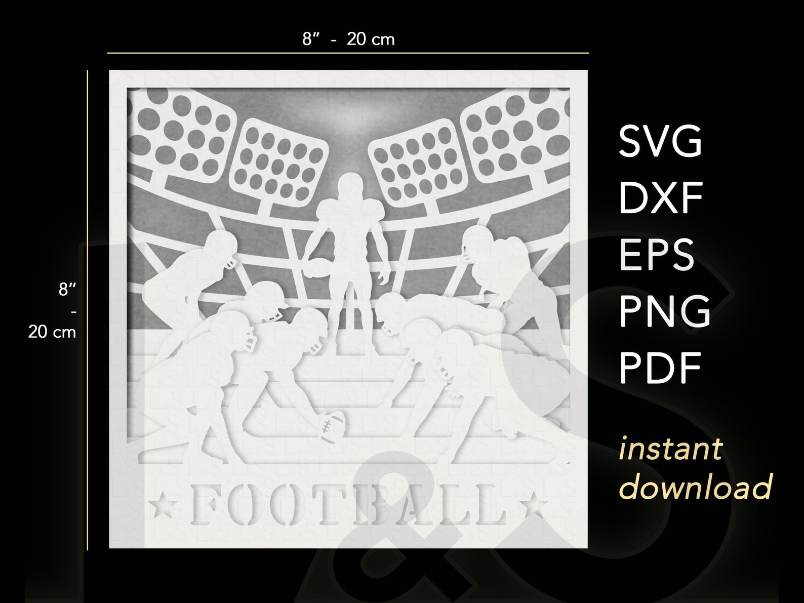 American Football Shadow Box Svg File, Football Light Box Svg, Lighted ...
