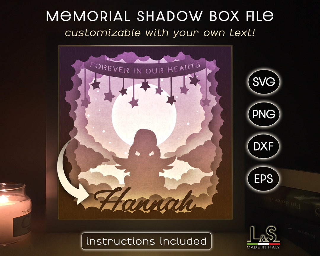 Customizable Memorial Shadowbox Svg File for Kids, Baby Memorial Shadow ...