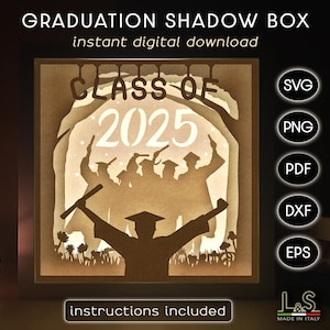 Graduation Shadow Box Template, 3D Light Box Svg, Lighted Shadow Box ...