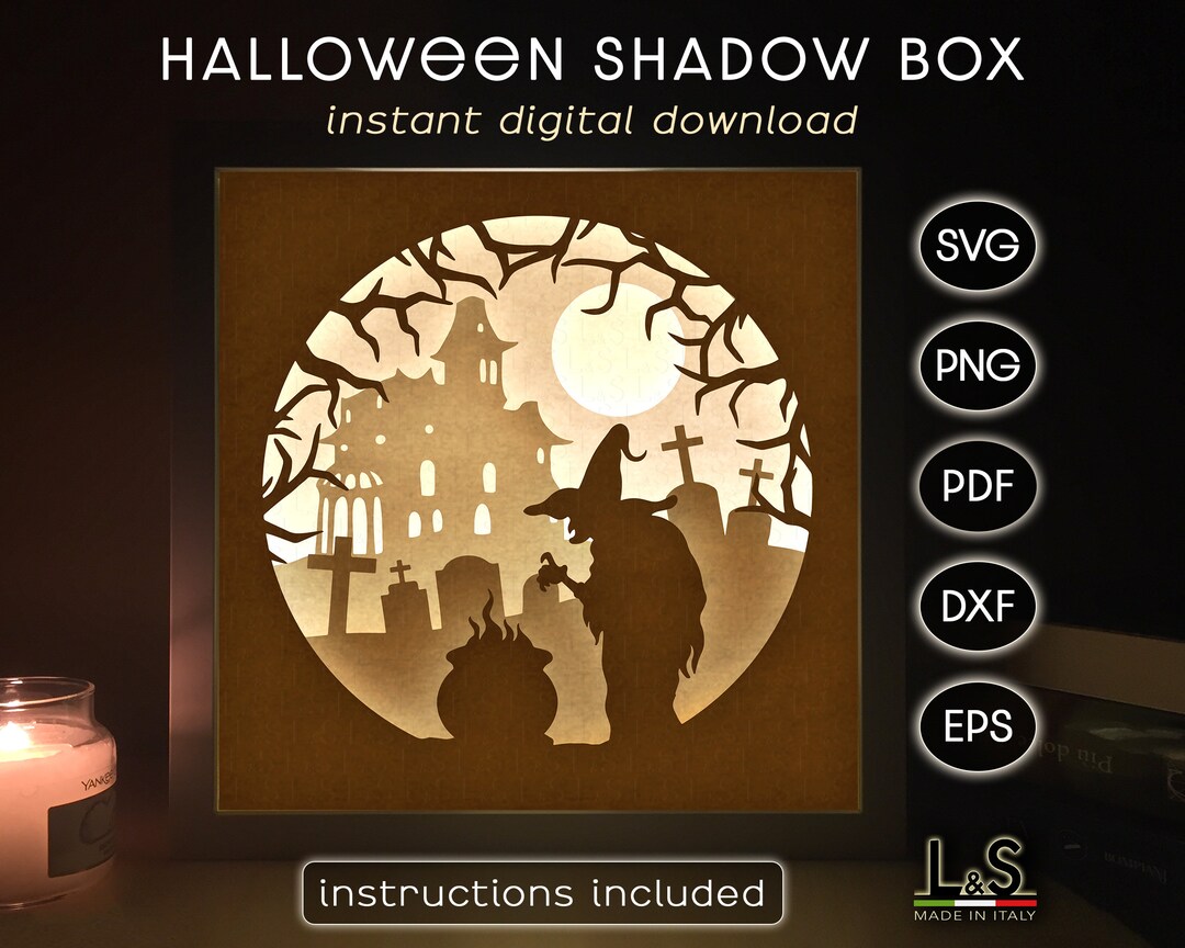 3D Halloween Shadow Box Svg Cricut Layered Witch Shadowbox - Etsy