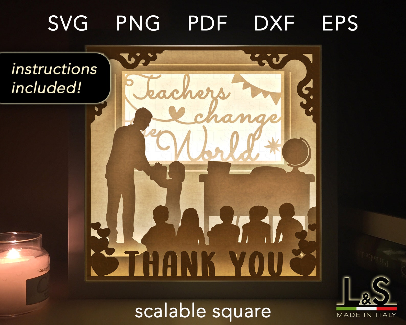 Male Teacher Appreciation Shadow Box Template Layered Teacher | Etsy