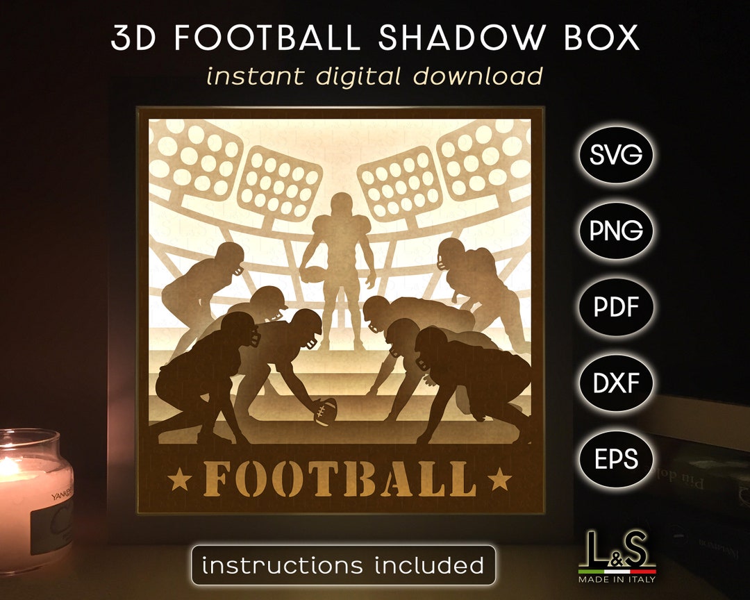 American Football Shadow Box Svg File, Football Light Box Svg, Lighted ...