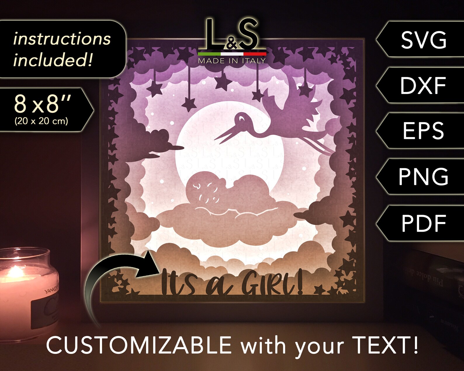 Customizable Baby Shadow Box Svg Bundle, 3D Nursery Shadowbox Art ...