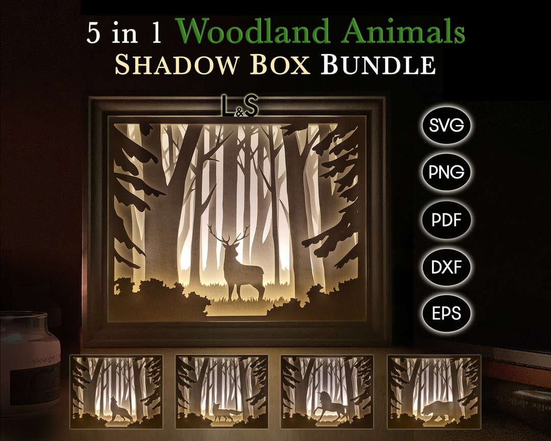 Forest Animals Shadow Box Bundle, Forest Shadowbox Svg Files, 3D Light ...