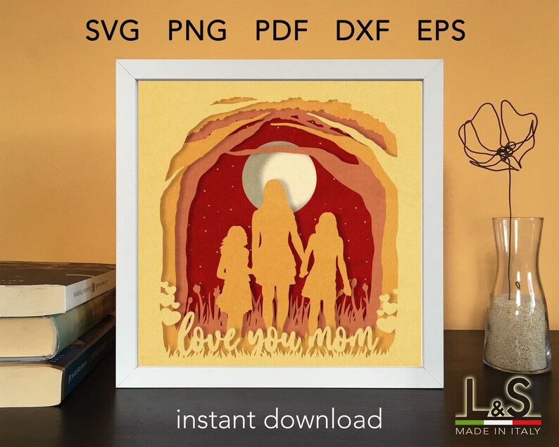 3D Layered Mom Shadowbox Svg Mom Light Box Svg Layered - Etsy