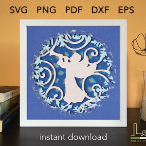 Christmas Angel Shadow Box Svg, 3D Paper Cut Light Box Template ...