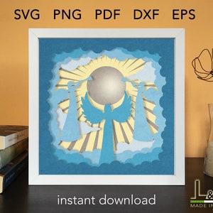 Angel Shadow Box Svg Files for Cricut, Memorial Shadowbox Svg, Heaven ...