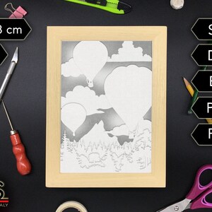 Paper Cut Light Box Svg, Cricut Shadow Box Svg, Hot Air Balloon Svg ...