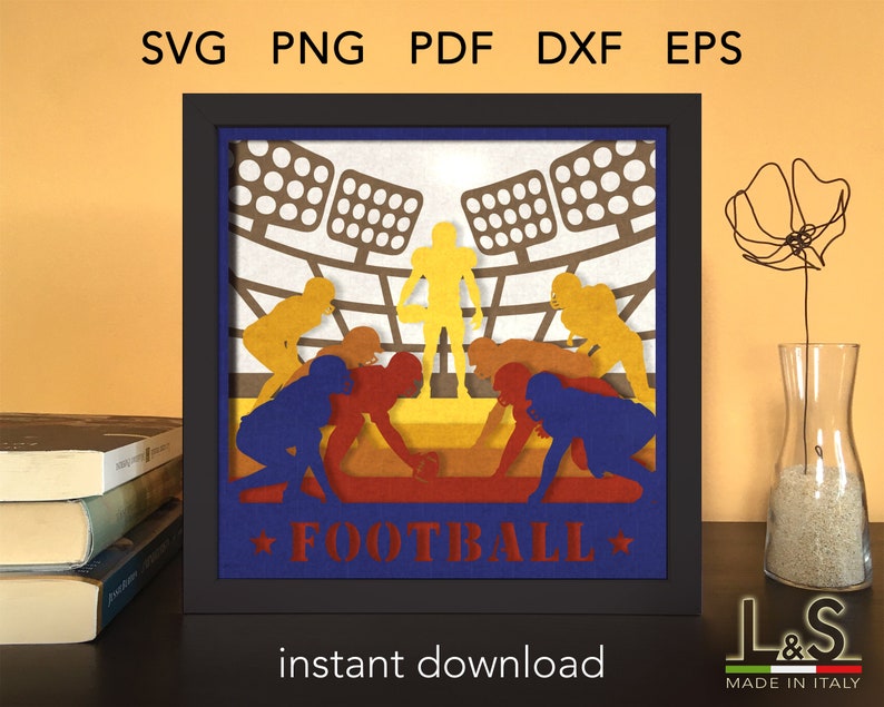 American Football Shadow Box Svg File, Football Light Box Svg, Lighted ...