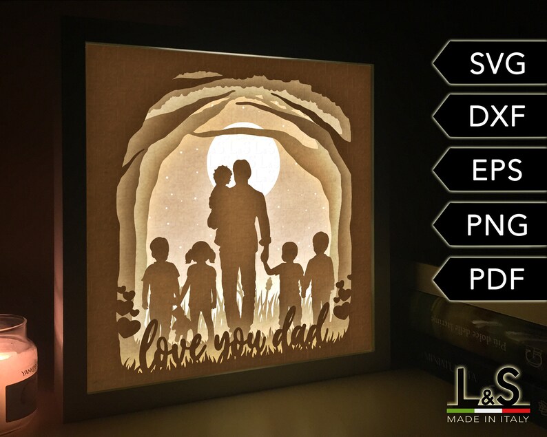 Layered Dad Shadow Box Svg Files Light Box Template Fathers - Etsy