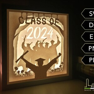 Graduation Shadow Box Template, 3D Light Box Svg, Lighted Shadow Box ...