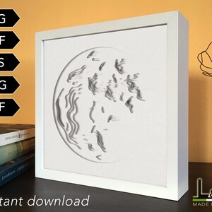 Moon Shadow Box Svg Files for Cricut, Layered Moon Svg, Paper Cut Light ...