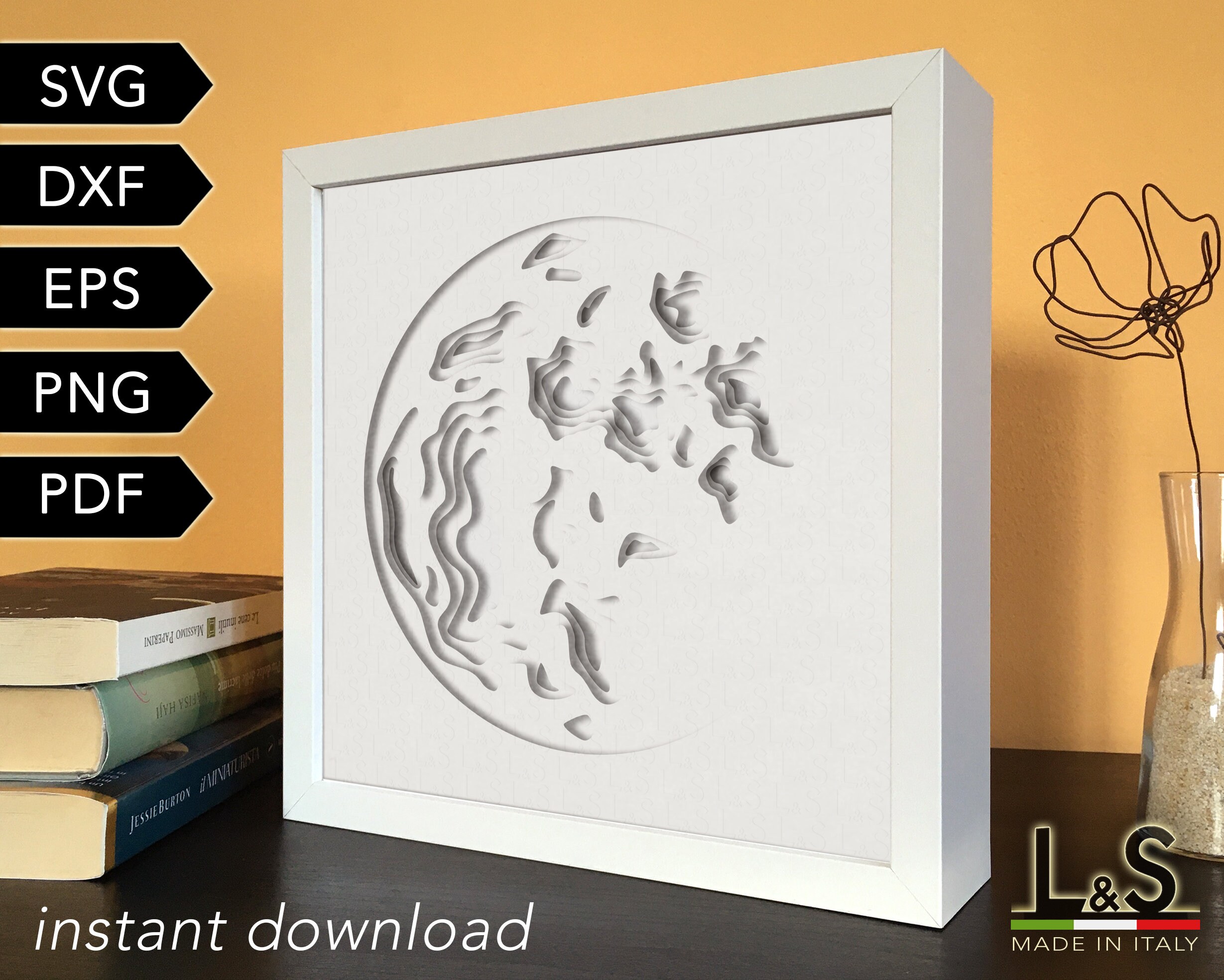 Moon Shadow Box Svg Files for Cricut, Layered Moon Svg, Paper Cut Light ...