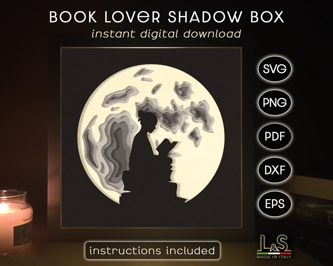 Layered Book Shadow Box Svg Cricut, Girl Reading Svg Shadowbox Art, 3D ...