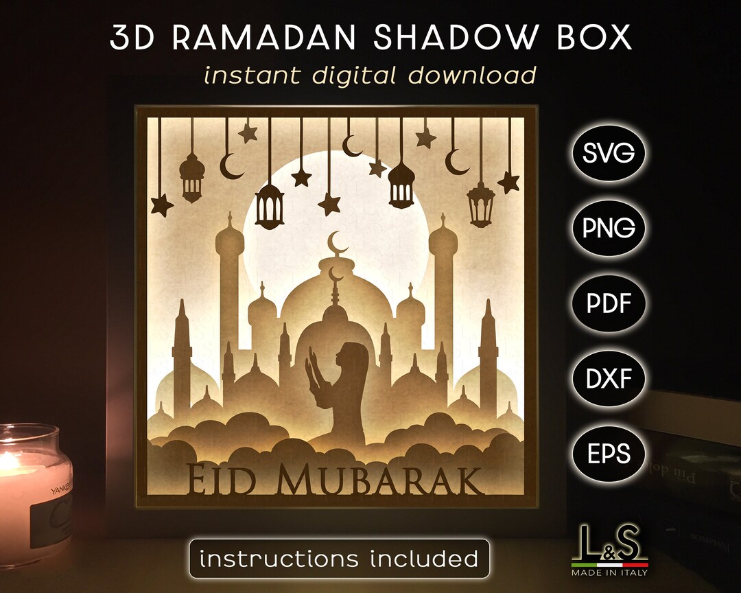 Ramadan Shadow Box Svg Files for Cricut, Islamic Shadow Box Template ...