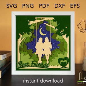 Best Friends Shadow Box Svg, Friends Shadowbox Svg, Lightbox Svg ...