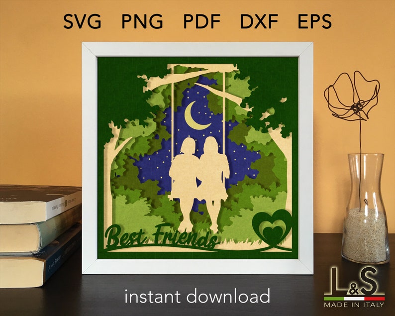 Best Friends Shadow Box Svg Friends Shadowbox Svg Lightbox - Etsy