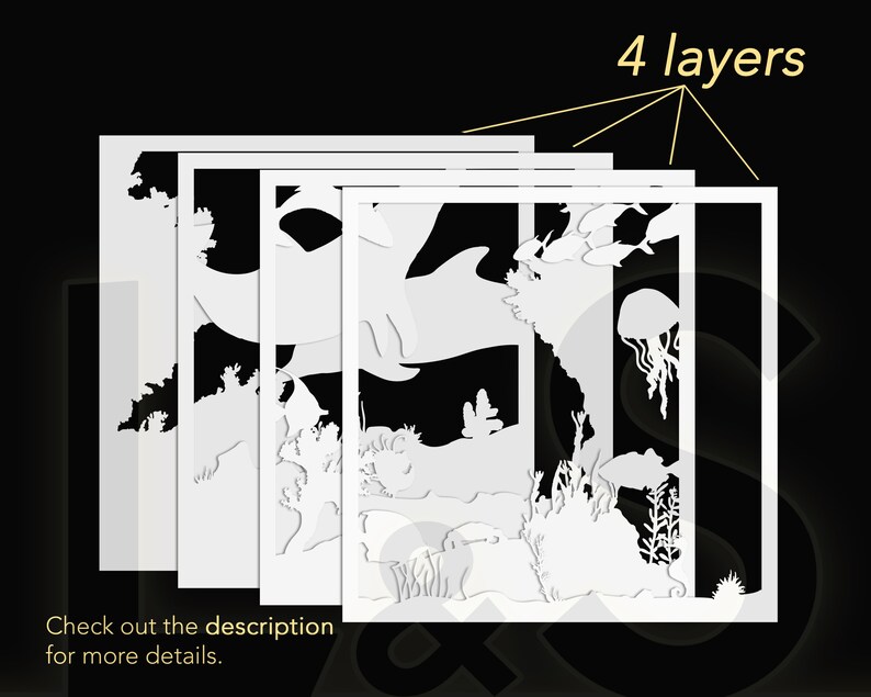 Layered Ocean Shadow Box Template Fish Shadow Box SVG Files - Etsy