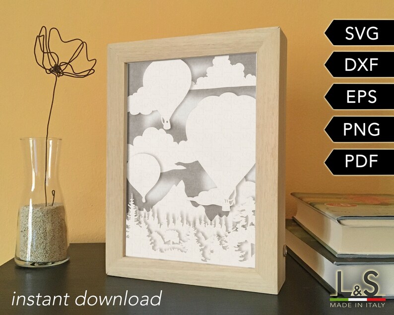 Paper Cut Light Box Svg, Cricut Shadow Box Svg, Hot Air Balloon Svg ...