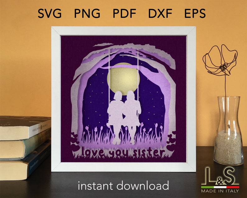 Sisters Shadow Box Template, 3D Light Box Svg, Lighted Shadow Box Svg ...