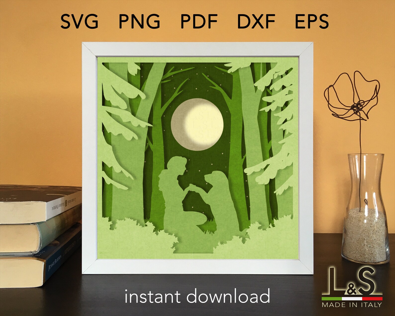 Layered Dog Shadow Box Svg Files for Cricut, Dog Memorial Shadowbox Svg ...