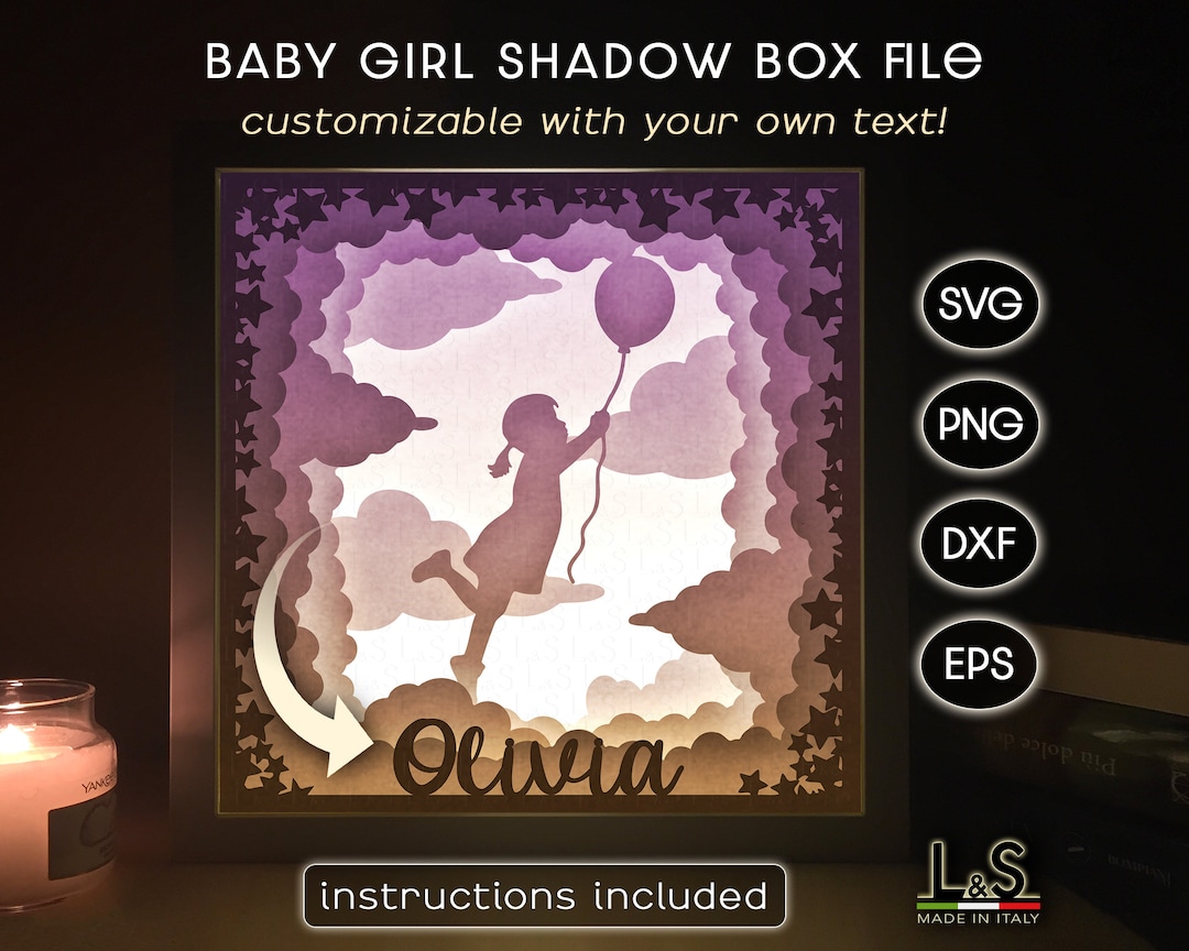 Customizable Baby Girl Shadow Box Svg Cricut, Personalized Shadowbox ...