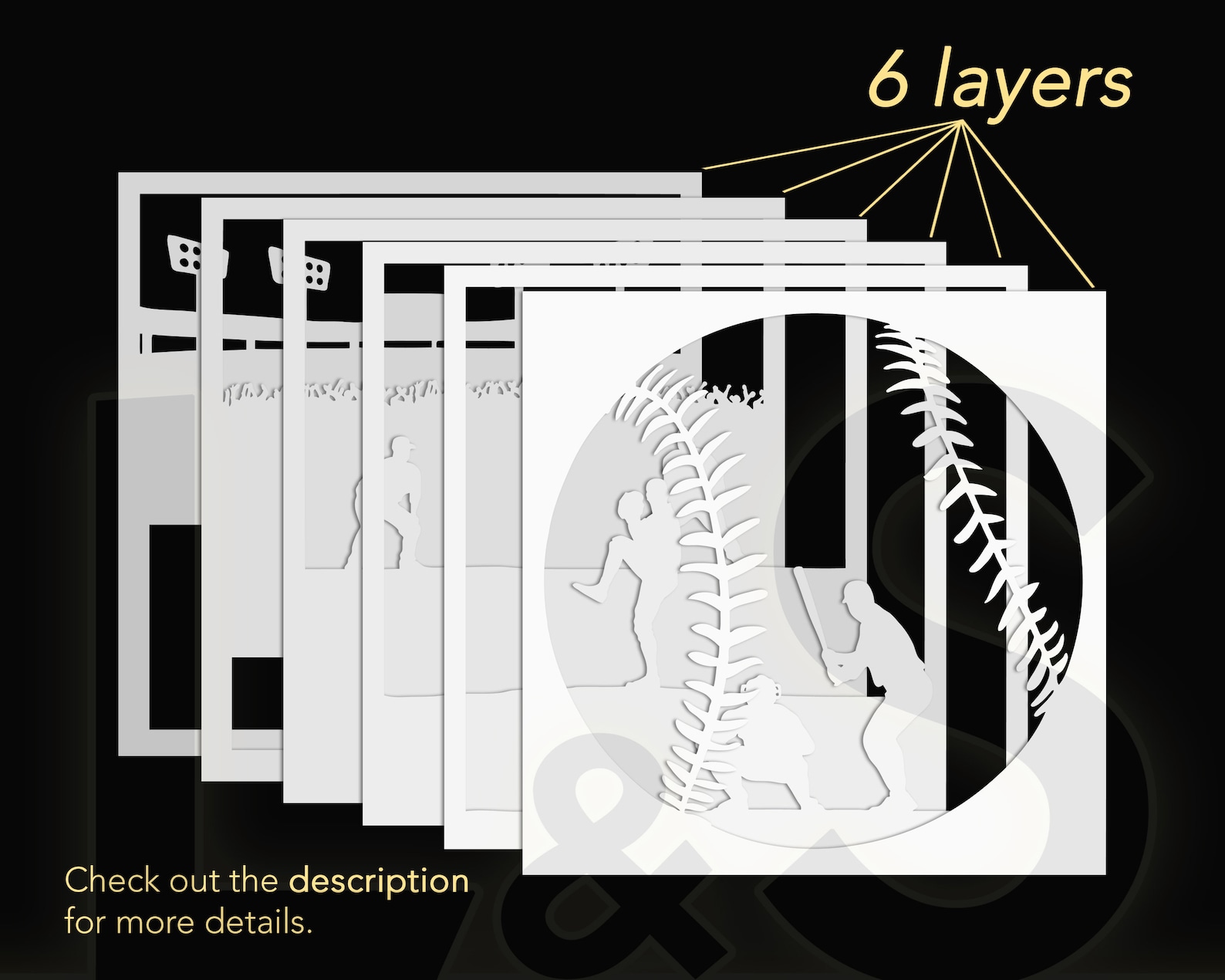 3D Layered Baseball Shadow Box Svg, Lighted Shadow Box Template, 3D ...