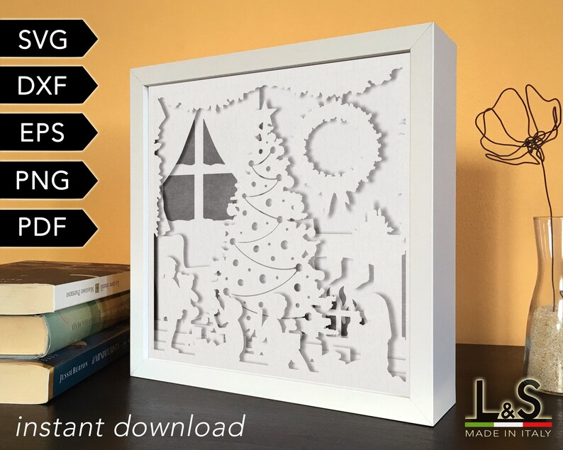 Layered Christmas Shadow Box Svg Cricut, Holiday Light Box Template ...