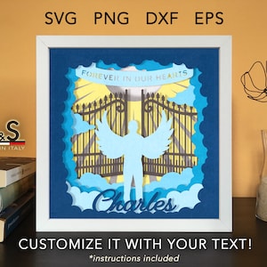Customizable Memorial Shadow Box Svg Cricut, Layered Angel Shadowbox ...