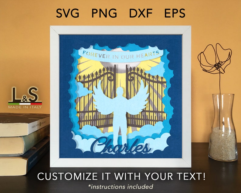 Customizable Memorial Shadow Box Svg Cricut Layered Angel - Etsy