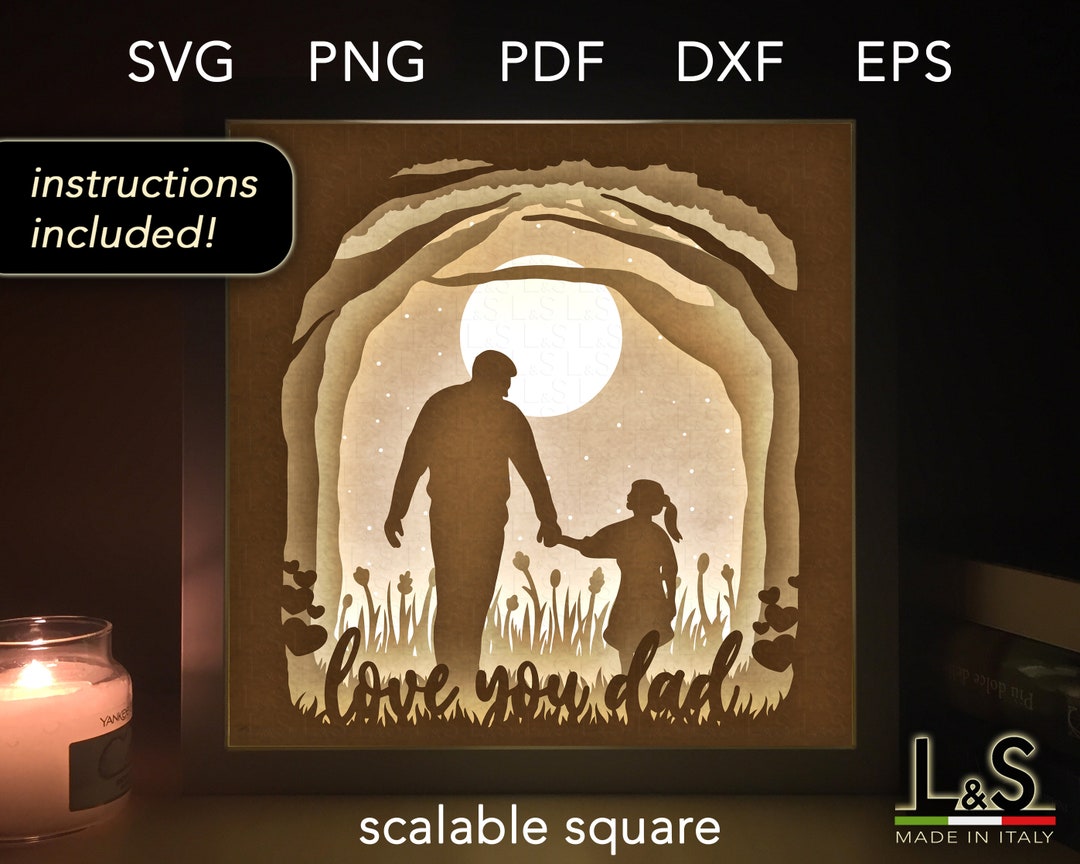 3D Layered Dad Shadow Box Svg Father's Day Light Box Svg - Etsy