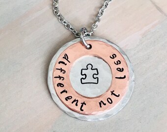Different Not Less Necklace//autism Awareness//puzzle | Etsy