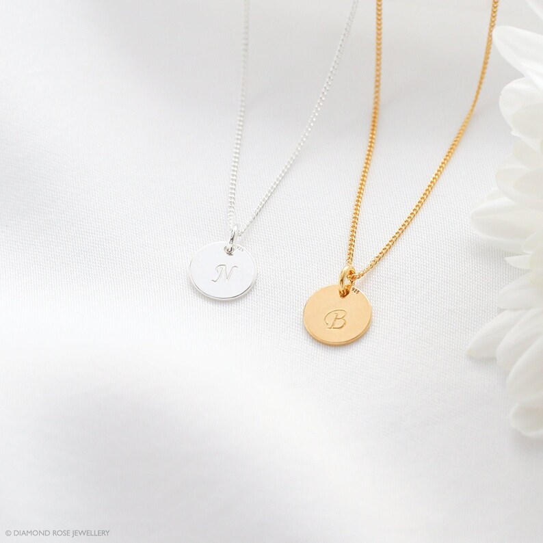 Initial Disc Charm Personalised Disc in Sterling Silver - Etsy UK