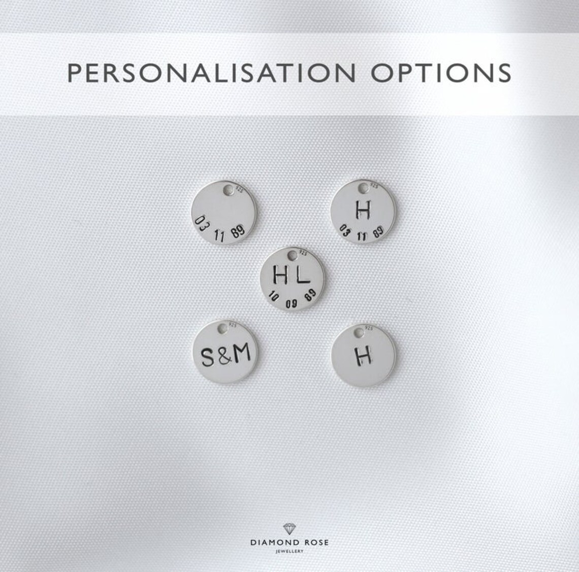 Initial Disc Charm Personalised Disc in Sterling Silver | Etsy